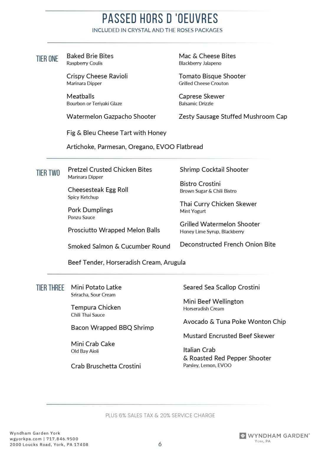 Passed Hors D’oeuvres – Wyndham Garden York